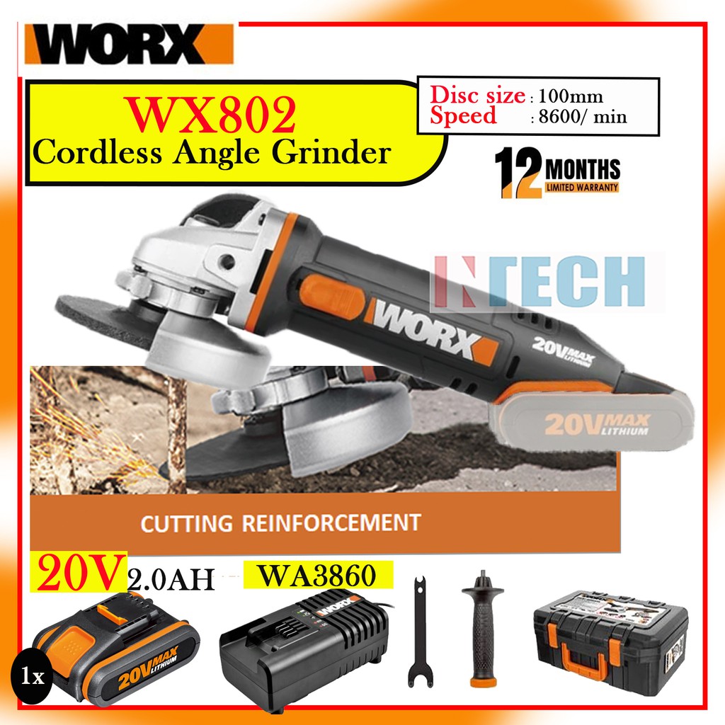 WORX WX802 ANGLE GRINDER CORDLESS 20V | Shopee Malaysia