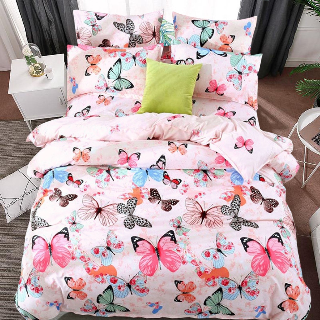Essina Butterfly Kids Cartoon Children Comforter & Fitted Bed Sheet ...
