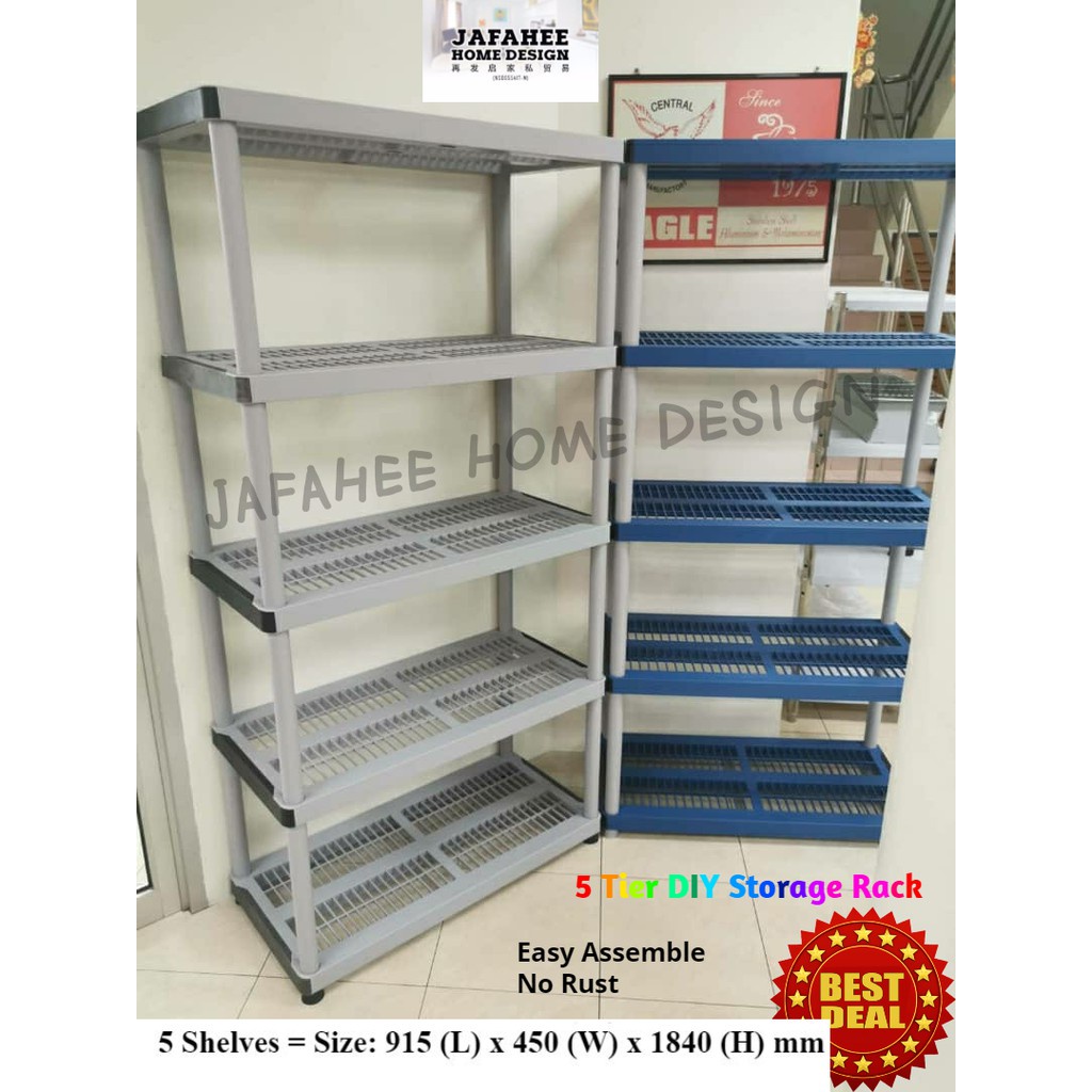 Jfh Kiwi 5 Tier Diy Storage Rack 5 Tier Shelf Multi Purpose Rack Boltless Diy Racking