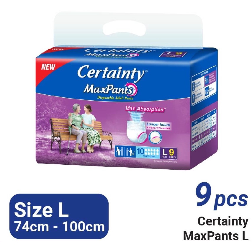 CERTAINTY MAXPANTS ADULT DIAPERS (M10 / L9 / XL8) (NEW PACKING) | Shopee Malaysia