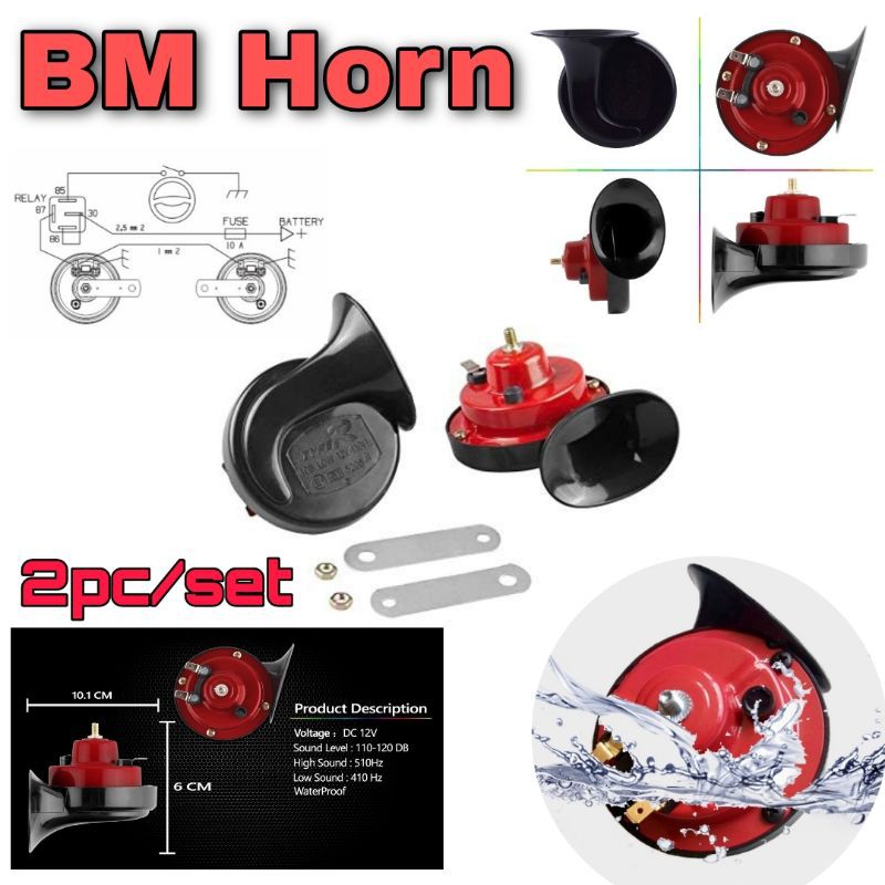 Original Blaupunkt Super Loud Shell Car BM Horn 12V 2pc hon motorcycle ...