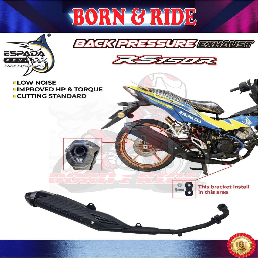BORN & RIDE ESPADA EXHAUST PIPE BACK PRESSURE RS150 RSX RSX150 28mm 32MM Y15ZR 32MM LC135 V2 V3 ...
