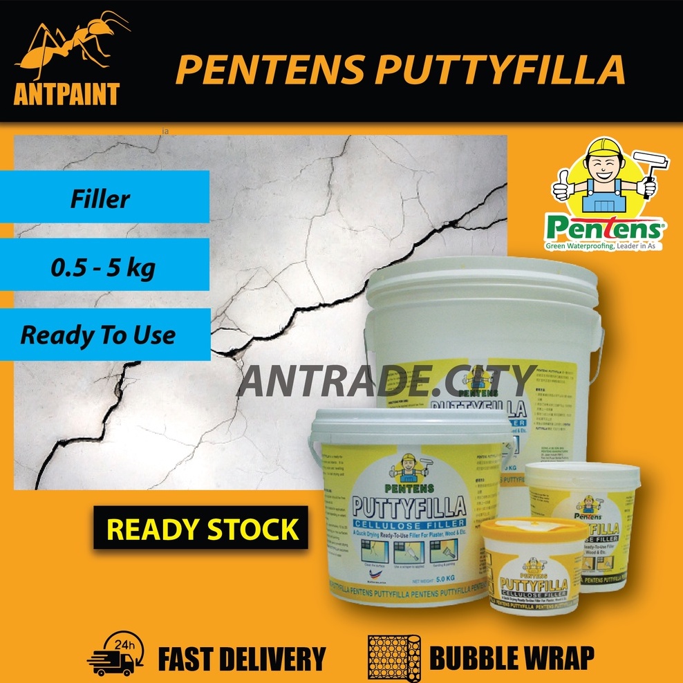 PENTENS Puttyfilla Putty Filla Filler Dinding (0.5 / 1.5kg / 5kg ...