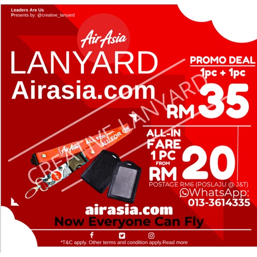 [AUTHENTIC 💯] LANYARD AIRASIA AIRLINES OFFICIAL 2023 AK01 [FREE CARD ...
