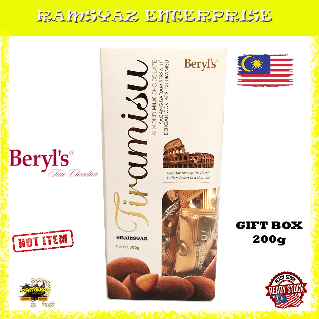 Beryl's Tiramisu Almond Milk Chocolate 200g Box 34pcs Coklat Beryl's ...