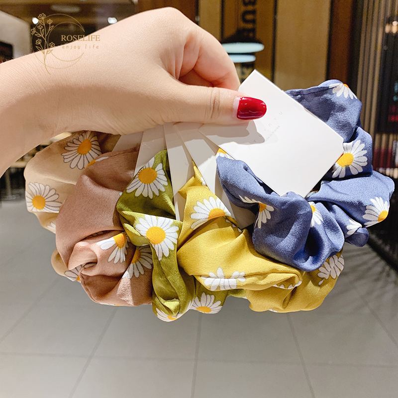 Roselife Silk Daisy Korean Fashion Hair Tie for Women Girls Scrunchie ...