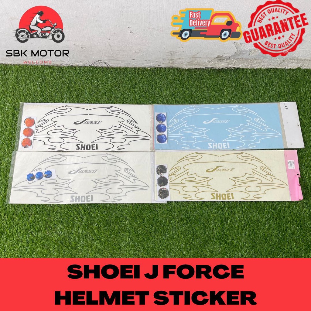 🔥【SBK MOTOR】SHOEI J-Force Jack Helmet Sticker | 金色/银色/黑色/白色 | 高质量贴纸 ...