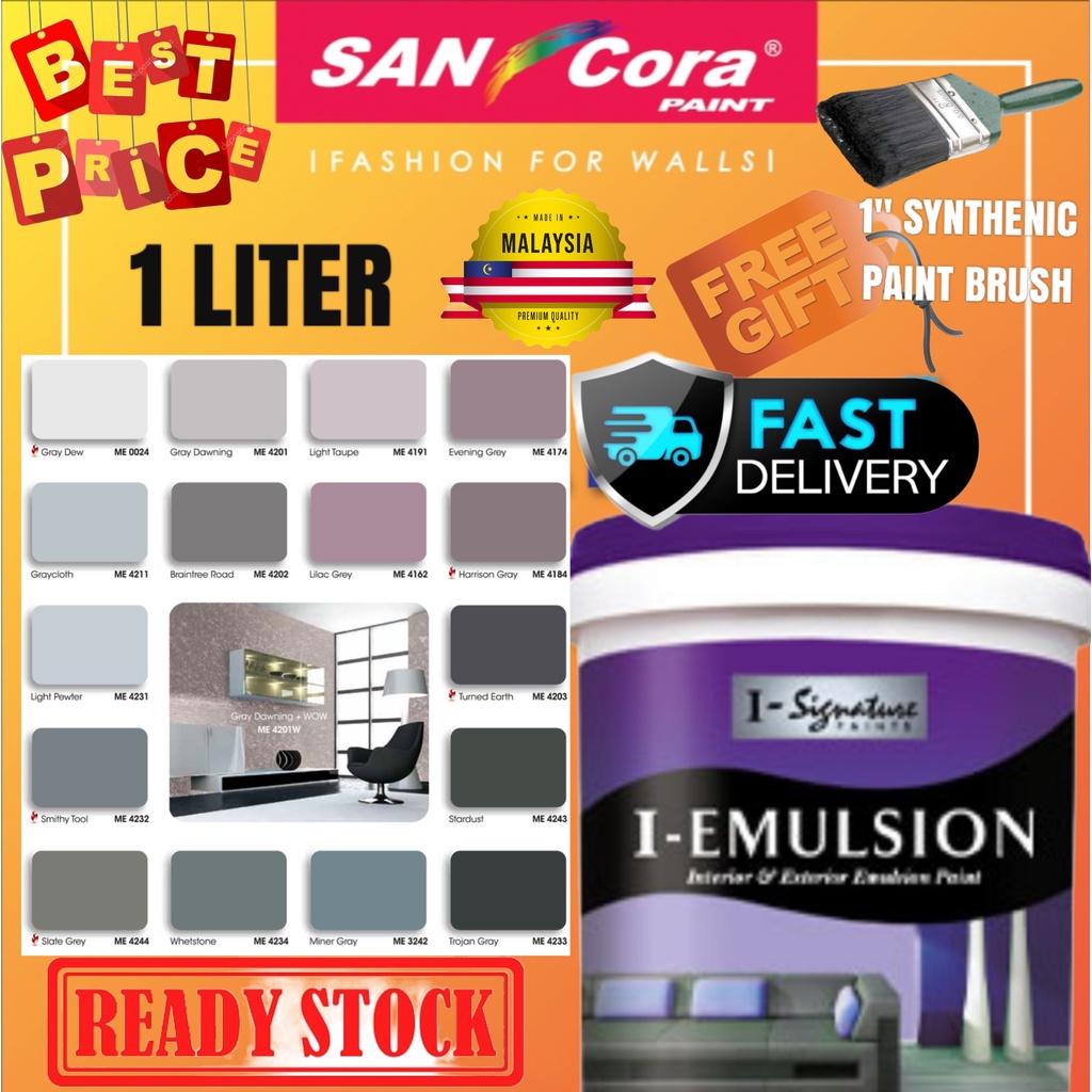 1 LITER SANCORA I-EMULSION INTERIOR & EXTERIOR WALL PAINT CAT DINDING ...