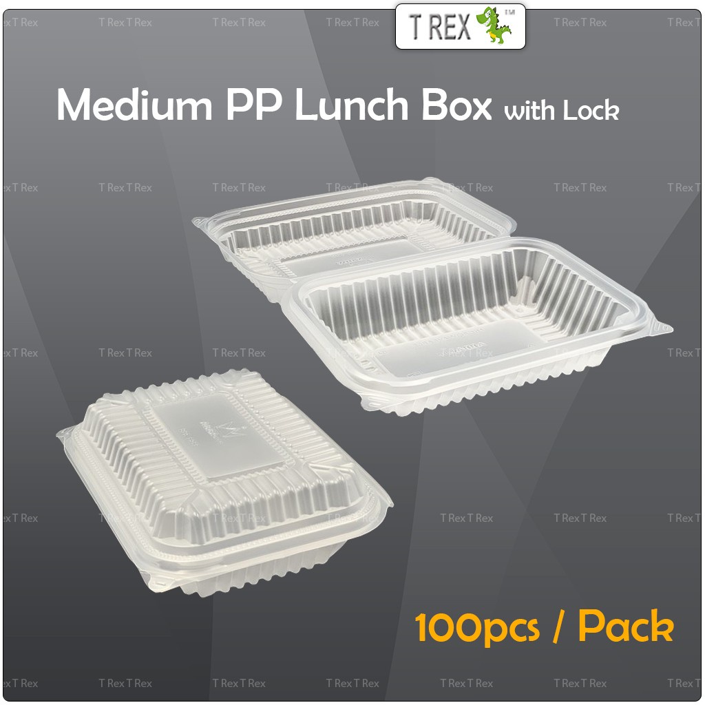 100pcs Medium PP Lunch Box / Disposable Plastic Food Box / Take Away ...