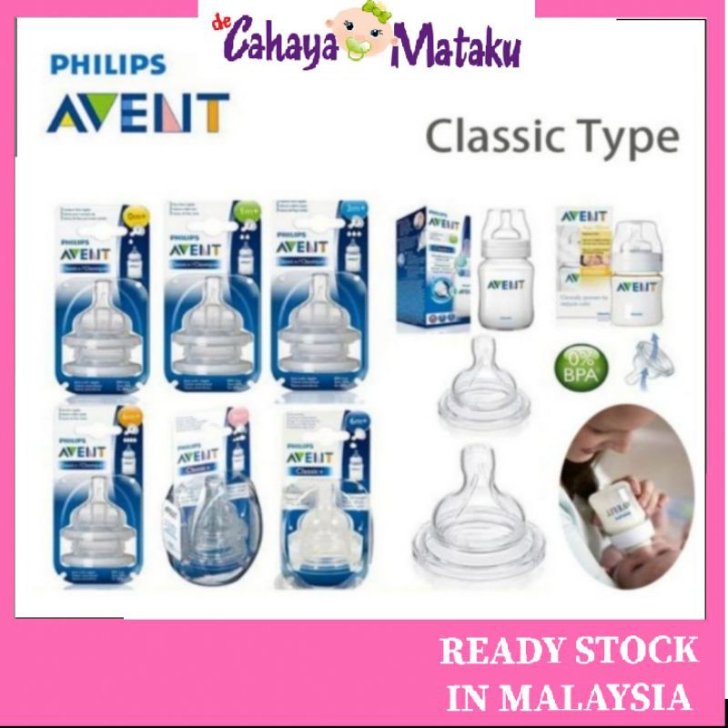 Puting Susu Avent Classic/Phillips Avent Classic Teats 2pcs | Shopee ...