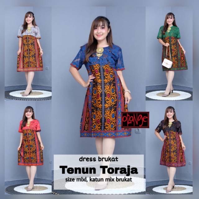 Original Brocade Dress Weaving Toraja Batik Midi Brocade Weaving Ethnic ...