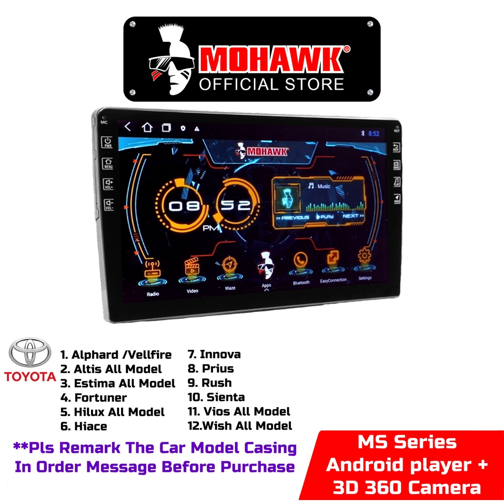 Mohawk Ms Series Car Android Player With 3D 360 Reverse Camera | Shopee ...