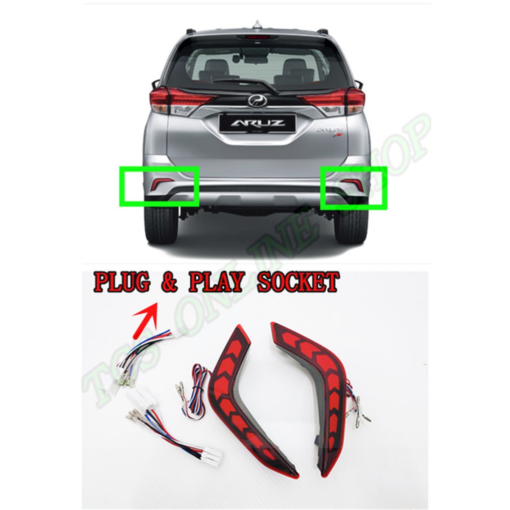 PERODUA ARUZ Rear Bumper LED DRL LIGHT BAR Reflector Lamp 3 IN 1 ...