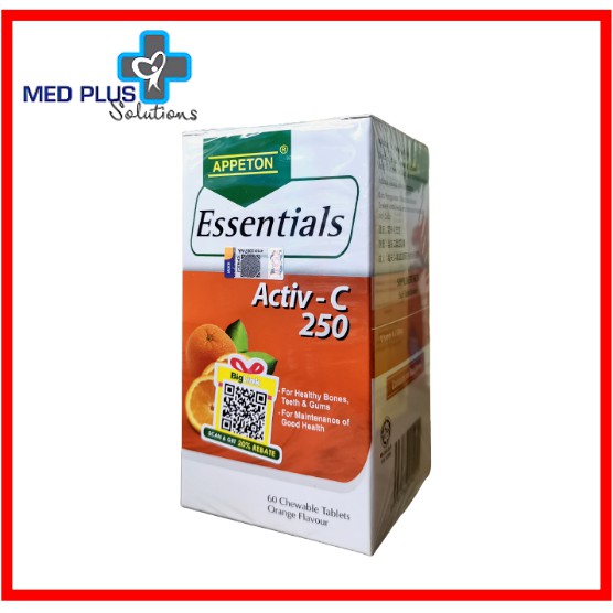 Appeton Essentials Activ-C 250mg Orange Flavoured 60's Chewable Tablets ...