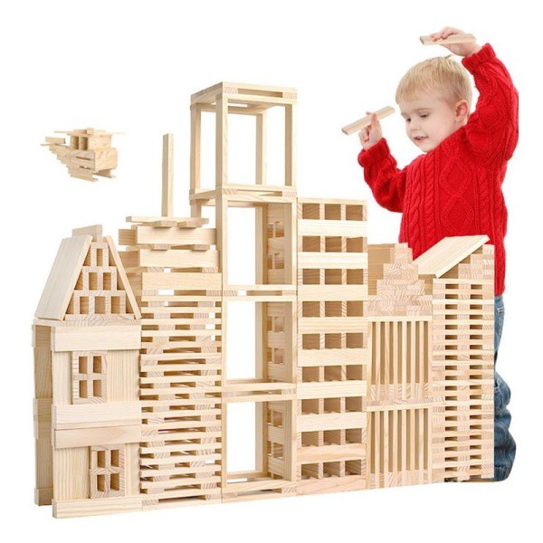 100 PCS / Set Wooden Architectural Model Building Blocks Puzzle ...