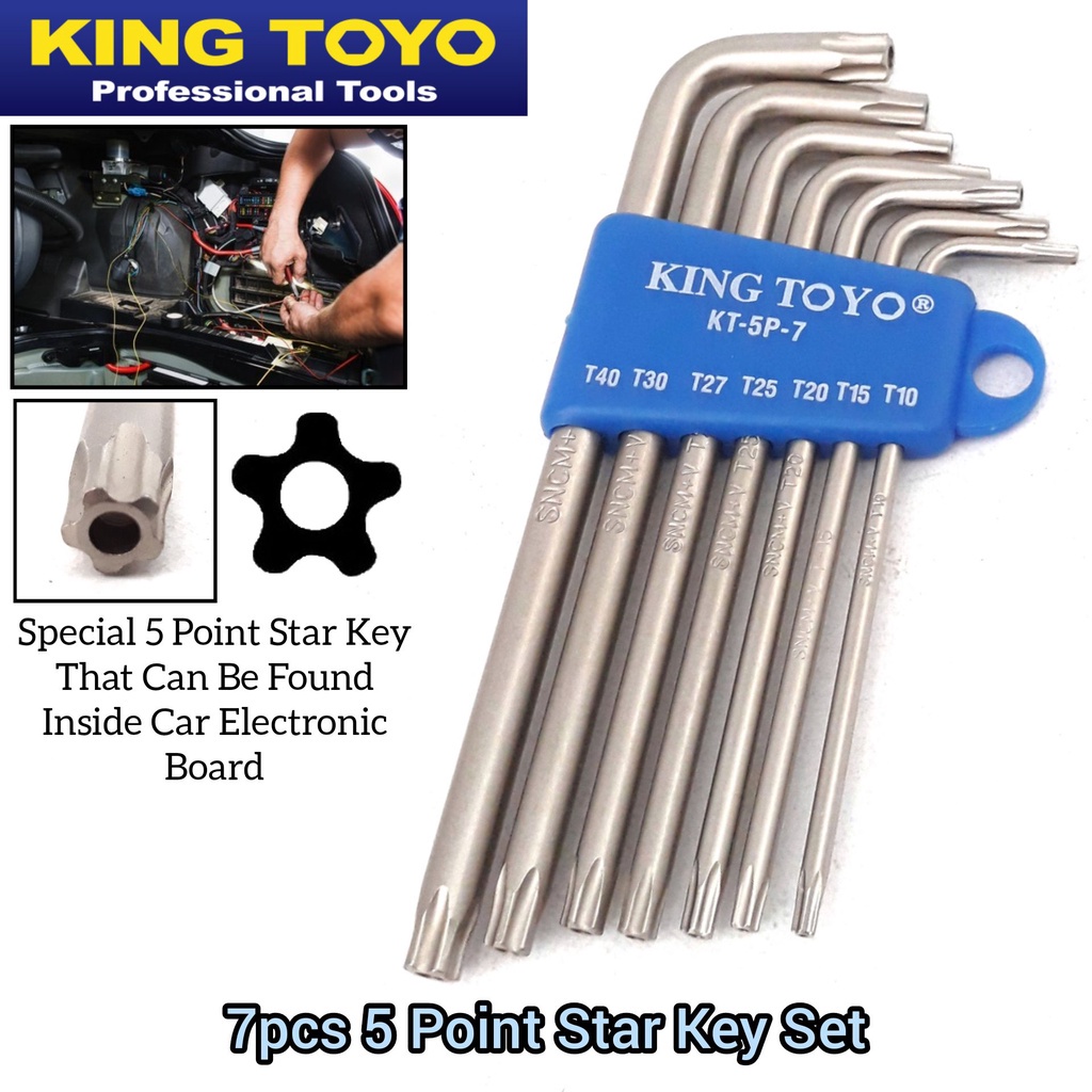 King Toyo Special 7Pcs 5 Point Star Key Wrench Set For Automotive Car ...