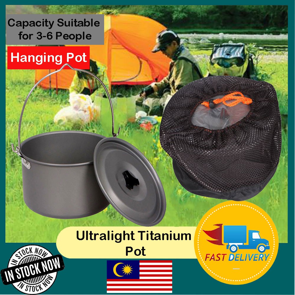 🔥READY STOCK🔥 ULTRALIGHT TITANIUM COOKING POT 600G Camping Folding ...