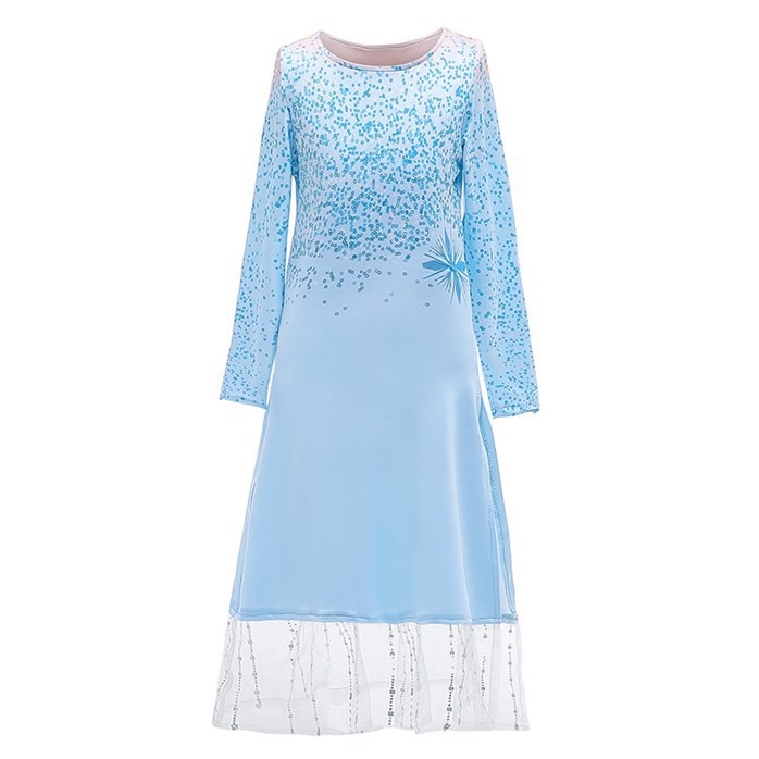 Princess Frozen Elsa Anna Girl Kids Long Costume Cosplay Dress Gown ...
