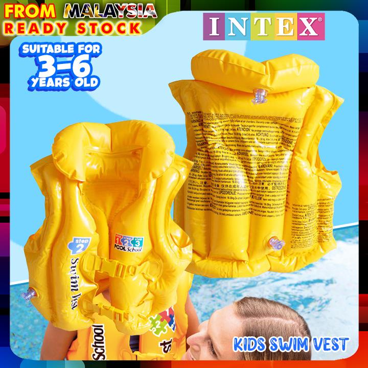 INTEX 58660 Inflatable Pool Deluxe Swim Vest Kids Life Jacket Swimming ...