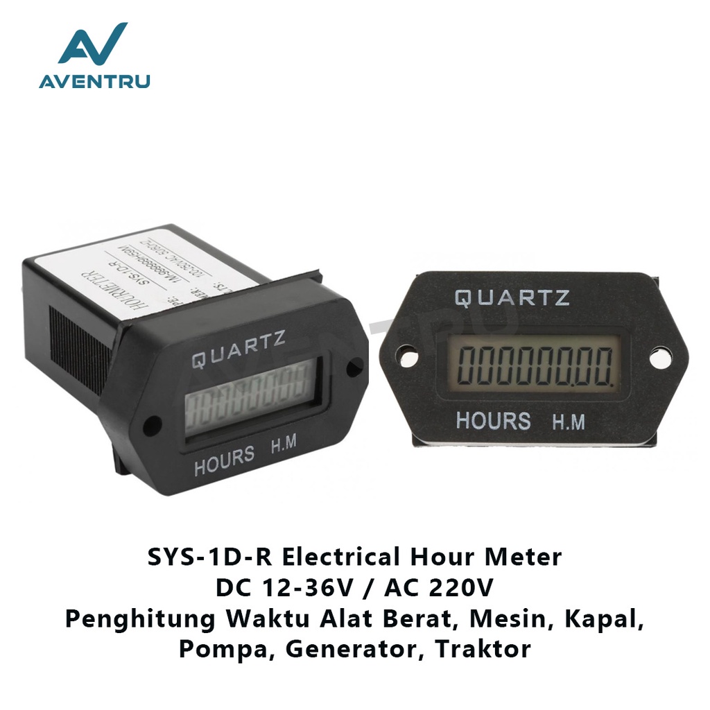 MESIN Sys-1d-r Hour Meter Digital HourMeter Timer Machine Heavy Equipment Engine Excavator Boat ...