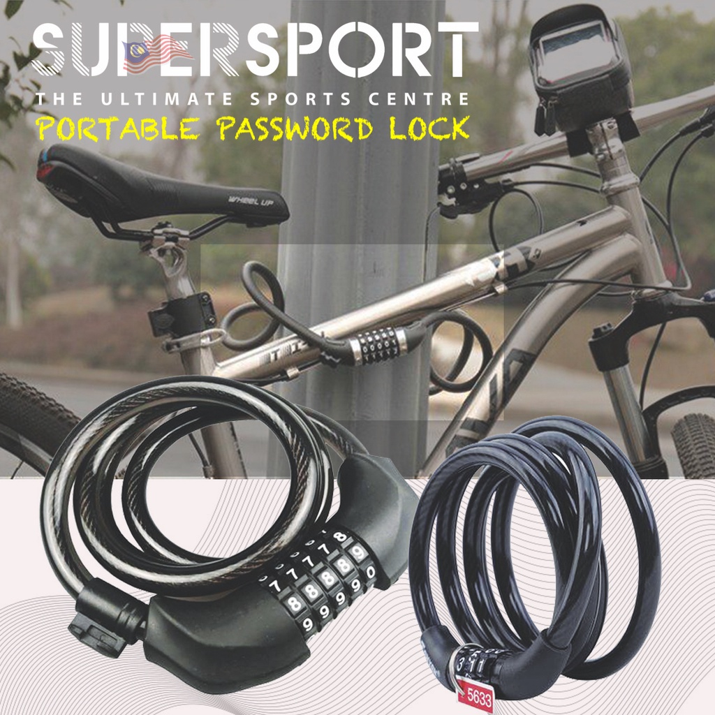 1.8 meter Bicycle Lock Heavy Duty Stainless Steel Lock Cable Security 5 ...