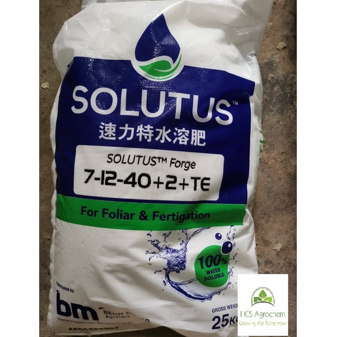 (+-25KG) Baja foliar/fertigasi Fast soluble EC fertilizer Behn Meyer SOLUTUS Forge 速力特水溶肥 7-12 ...