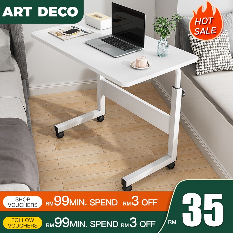 Adjustable Bedside Laptop Table Sofa Side Table With Wheels Computer ...