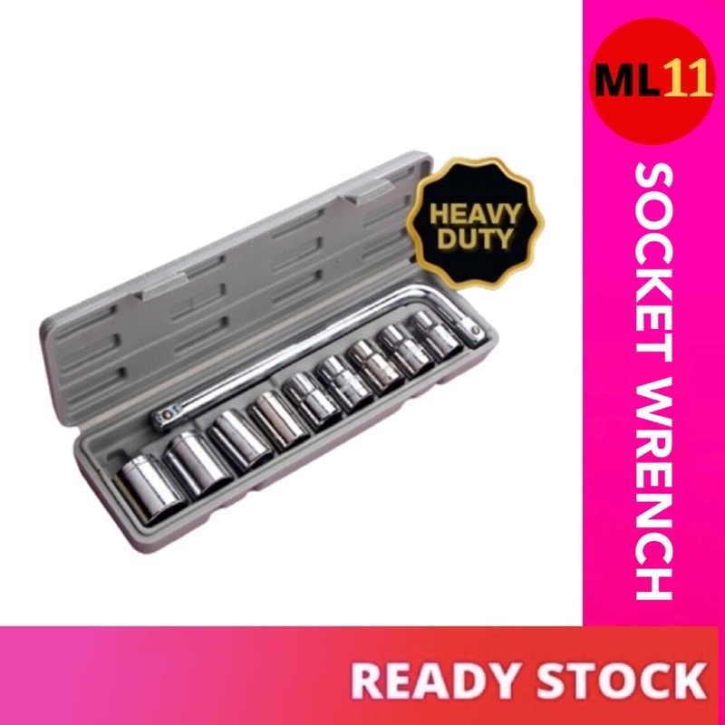 L Type Spanner Box Socket & Spanner Wrench Tools Set (10 PCS) | Shopee ...