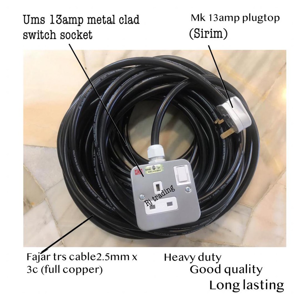 (READY STOCK) HEAVY DUTY TRS Cable Ums 13amp single metal clad switch c ...
