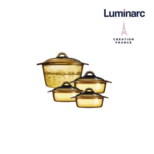 Set of 4 Luminarc Amberline Blooming Tall Glass Pots 1+2+3+5 liters ...