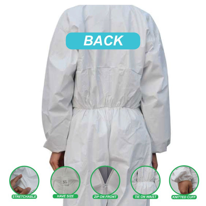 PPE Suit Coverall Suit Jumpsuit Isolation Suit 65gsm PE Coated 100% ...