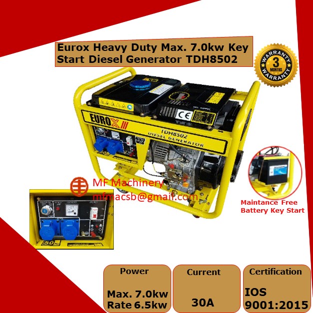 Mf EUROX 7000Watt Diesel Generator Key Start TDH8502 | Shopee Malaysia