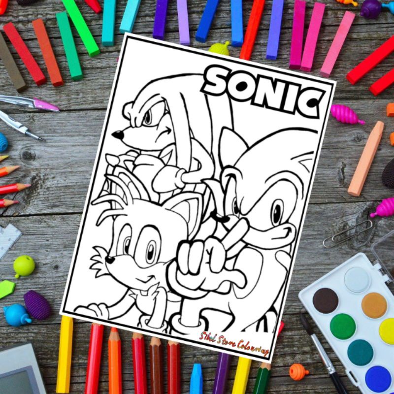 Sonic Theme Children's Picture Coloring Paper 02 - Brief Card Paper ...