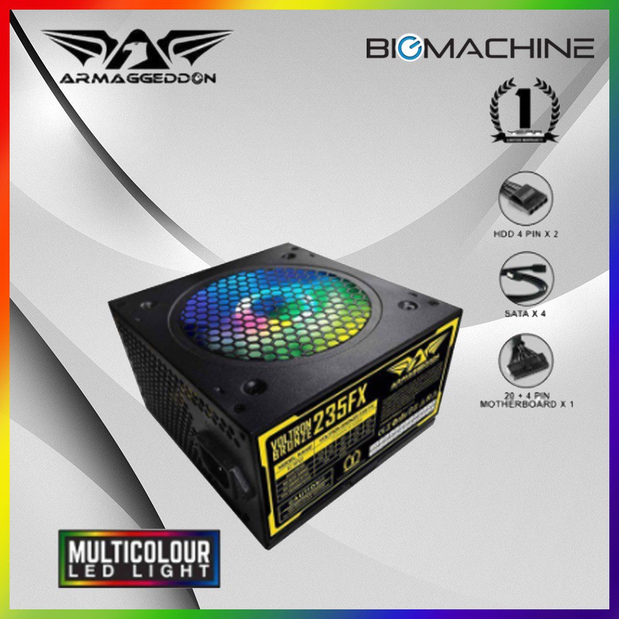 Armaggeddon Voltron Bronze 235FX Power Supply (Bulk Pack) 235W OR Retail Pack with RGB Fan ...