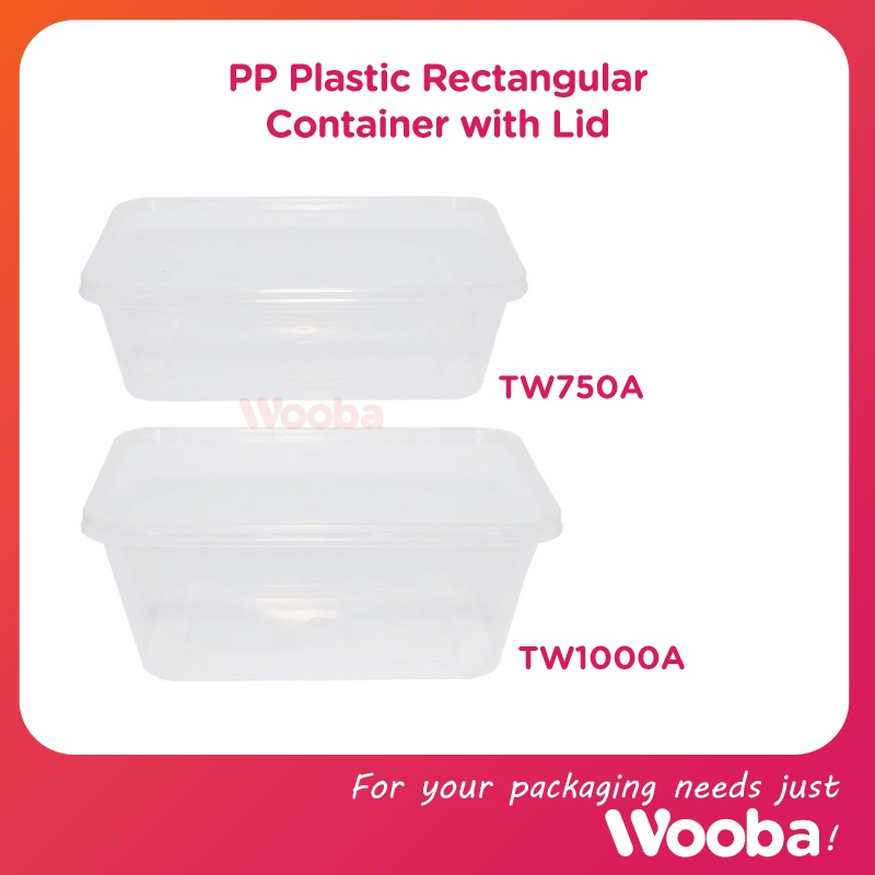 (250sets) 1000/750ml Microwavable PP Plastic Rectangle Container with ...