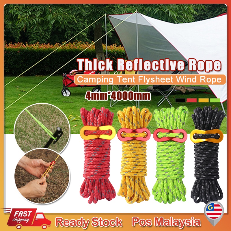 4meters Camping Thick Reflecitive Paracord Rope Flysheet Tarp Tent Camp ...