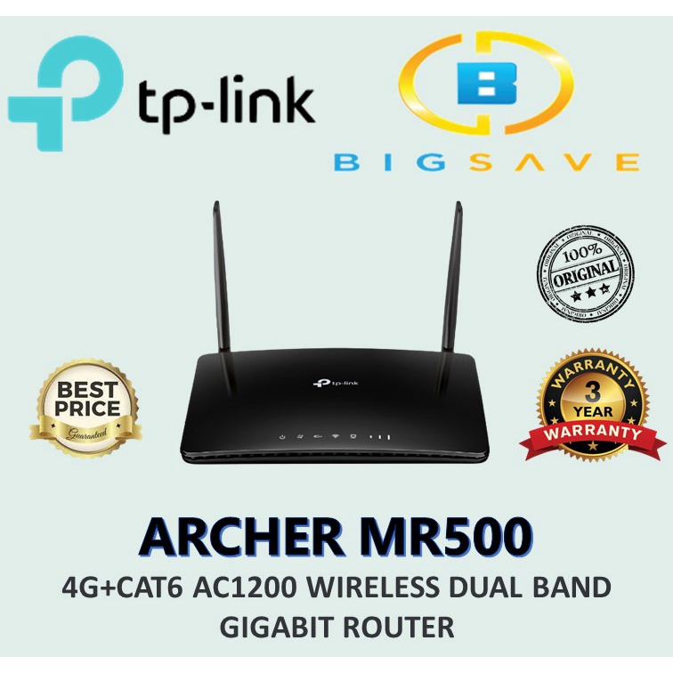 TP-LINK ARCHER MR500 4G+CAT6 AC1200 WIRELESS DUAL BAND GIGABIT ROUTER ...