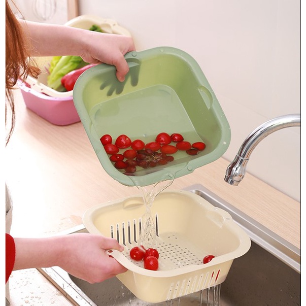 🔥𝙏𝙀𝙍𝙈𝙐𝙍𝘼𝙃 𝘿𝙄 𝙋𝘼𝙎𝘼𝙍𝘼𝙉🔥 𝙍𝙀𝘼𝘿𝙔 𝙎𝙏𝙊𝘾𝙆 - Double Layer Drain Basket | Shopee Malaysia