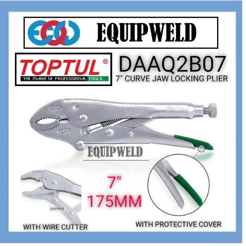 TOPTUL DAAQ2B07 7" CURVED JAW LOCKING PLIERS WITH WIRE CUTTER 175MM ...