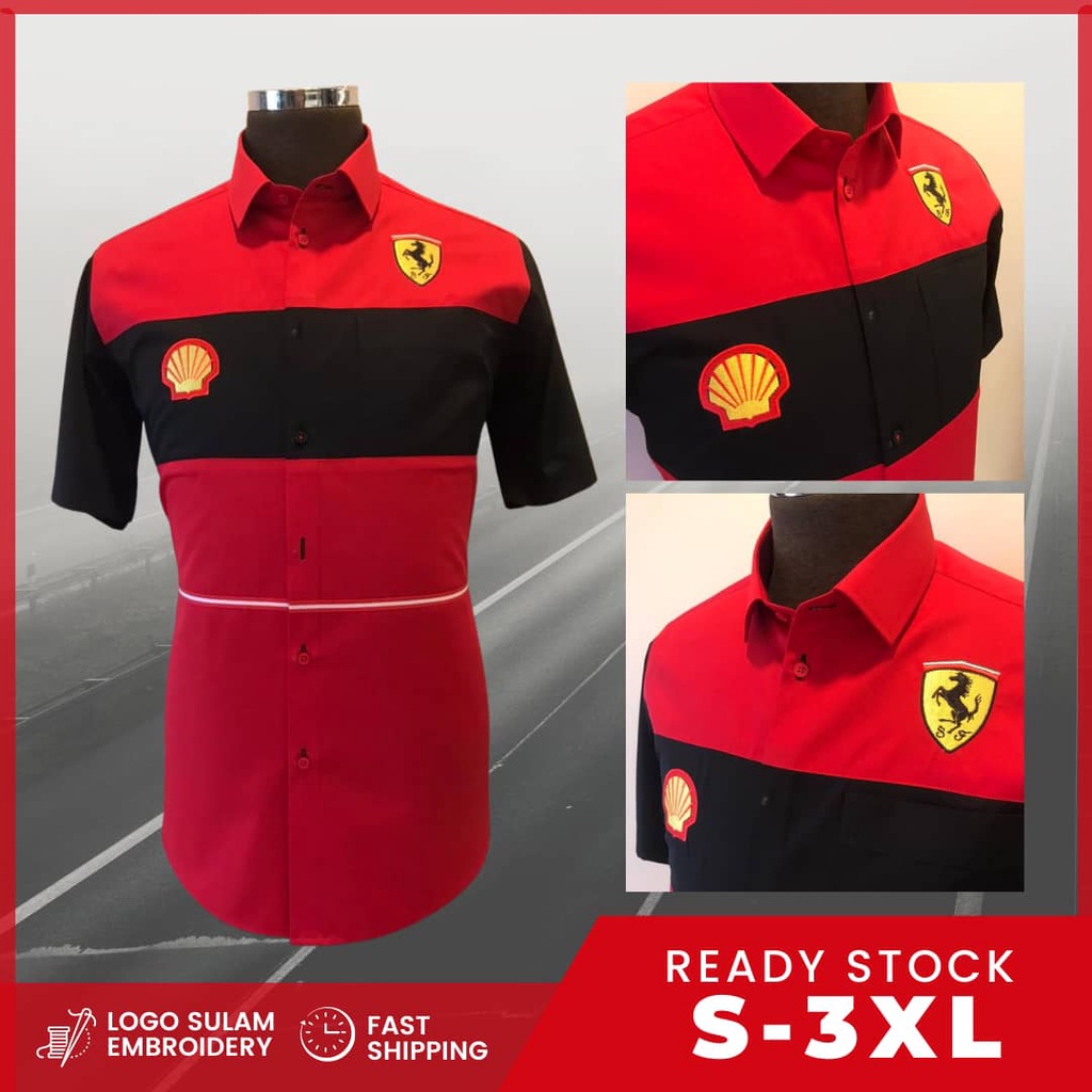 Ferrari Shell F1 Shirt Motorsports Racing Team Baju Kemeja/Baju ...