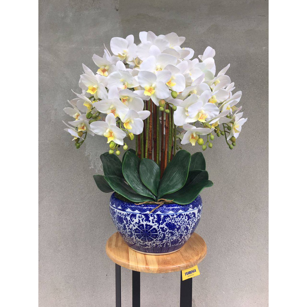 Gubahan Bunga Orkid Latex Hiasan dengan Pasu Chinese | Shopee Malaysia