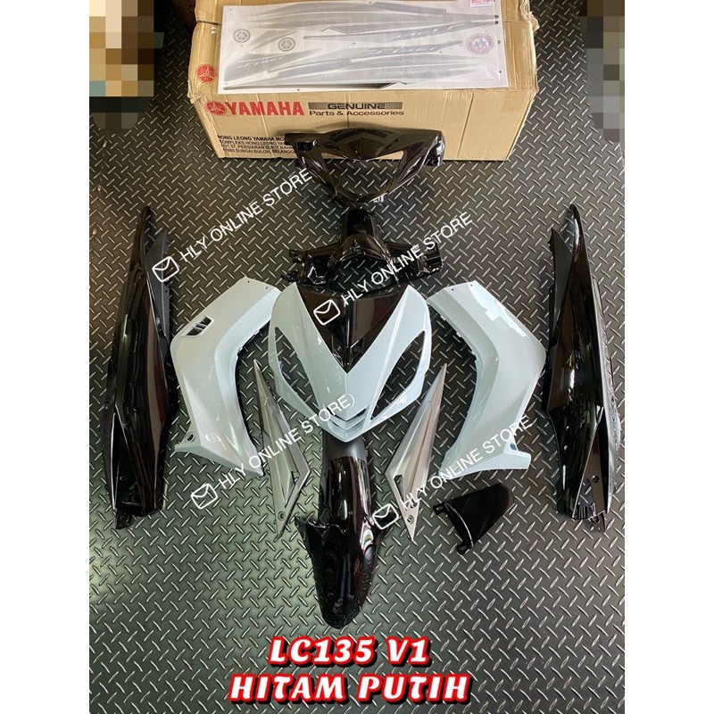 Cover Set Coverset Yamaha LC135 LC 135 V1 ( HITAM PUTIH ) 100% Original ...