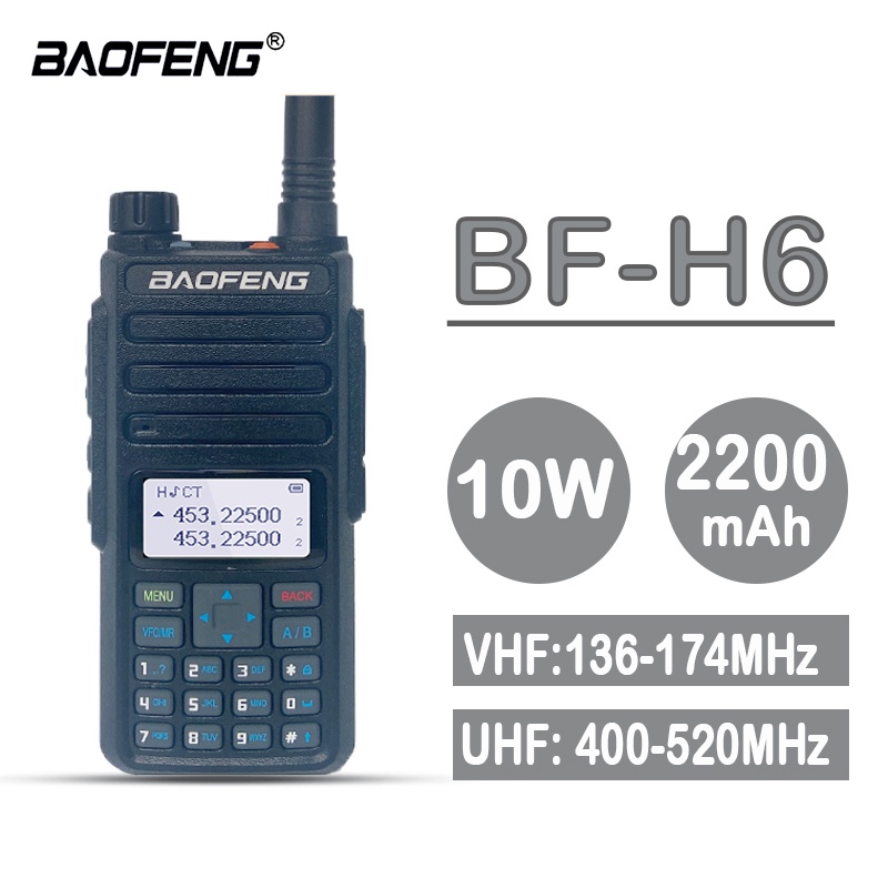 Baofeng BF H6 Original 10W High Power Three Frequencies Handheld Long Standy Two Way Radio Dual ...