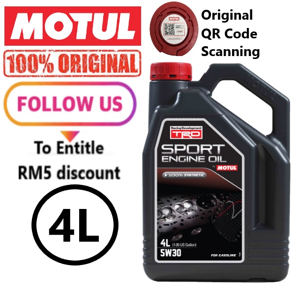 TOYOTA ENGINE OIL MOTUL TRD SPORT 5W30 4 Liter 100% SYNTHETIC PETROL ...