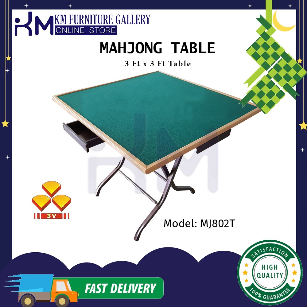 KM Furniture 3V Square Foldable Mahjung Table/ Mahjong Table/ Meja ...