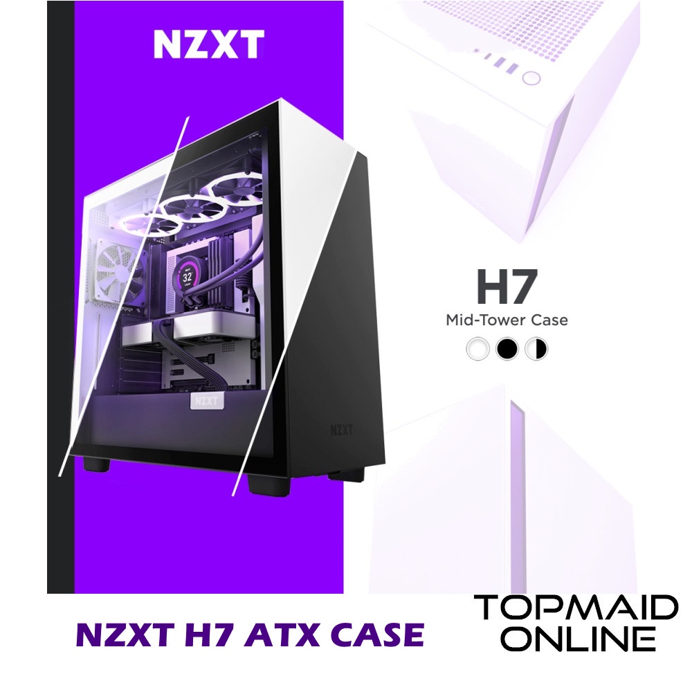 NZXT H7 TEMPERED GLASS ATX CASING (MATTE WHITE / MATTE BLACK /MATTE ...