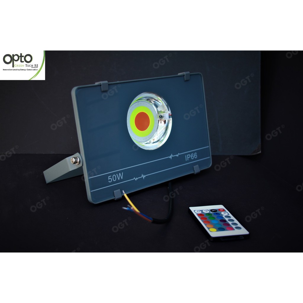 (RGB) 50W MULTICOLOUR COB LED SPOTLIGHT WITH REMOTE CONTROL/ OUTDOOR ...