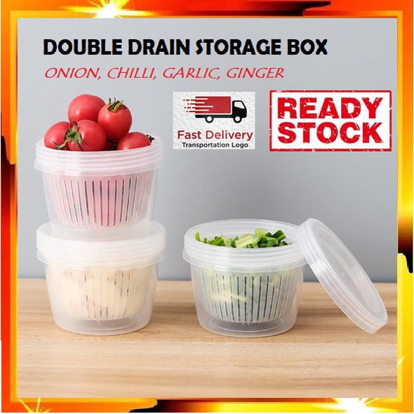 Drain Sealed Storage Box / Fresh Onion Storage Box Ginger Garlic Storage Box Round Fruit Drain ...