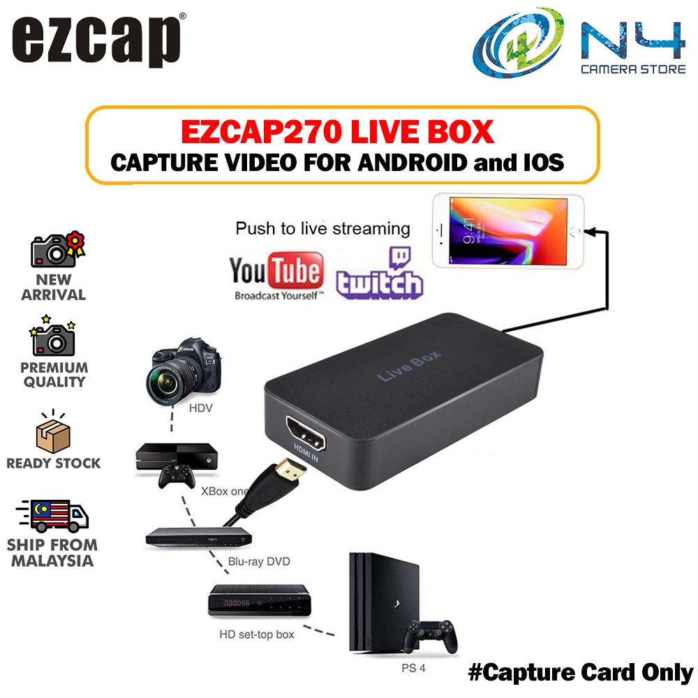 Ezcap 270 HDMI Game Capture Card HD 1080P Video Record and Live ...