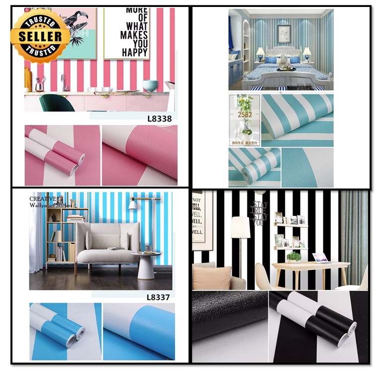 Ready Stock Wallpaper Corak Panjang Kebawah Line Design Kertas Dinding ...